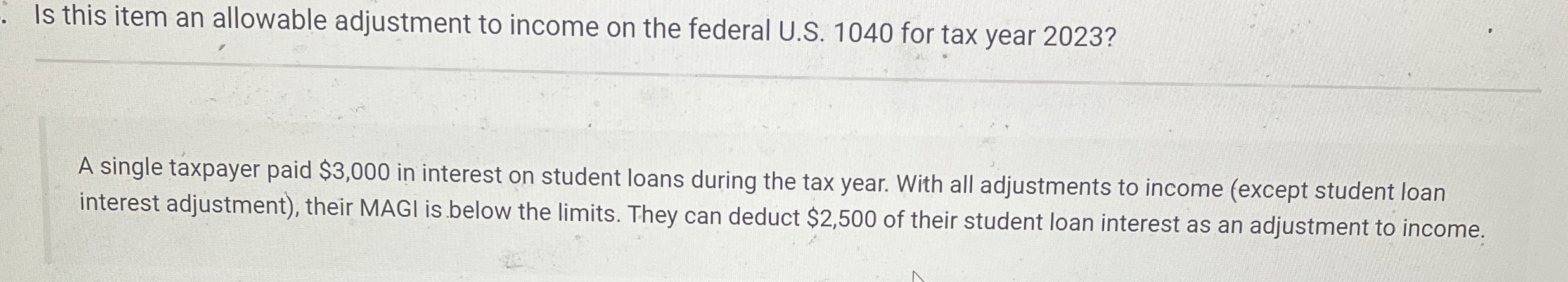 Solved Is this item an allowable adjustment to income on the | Chegg.com