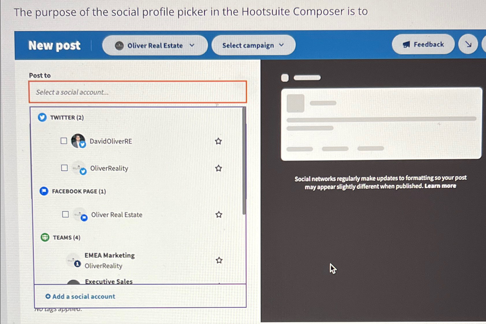 Solved The purpose of the social profile picker in the | Chegg.com