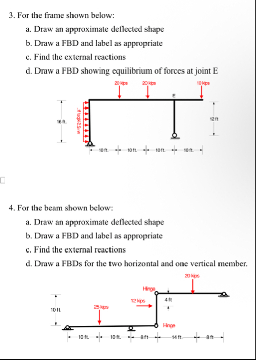 For the frame shown below:a. ﻿Draw an approximate | Chegg.com