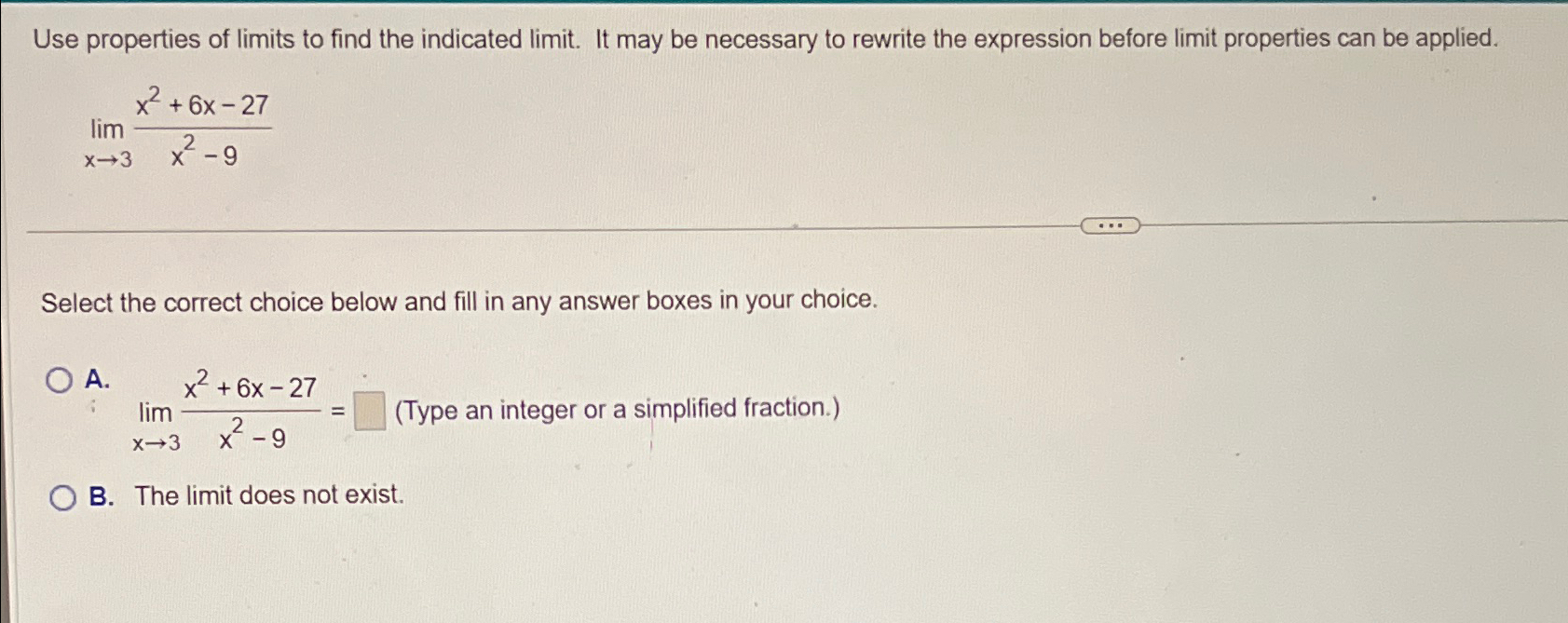 Solved Use properties of limits to find the indicated limit. | Chegg.com
