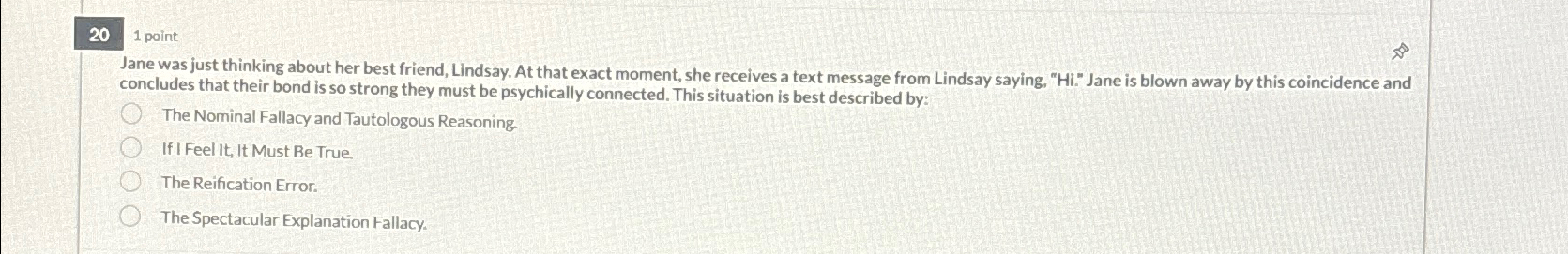 Solved 1 ﻿pointJane was just thinking about her best friend, | Chegg.com