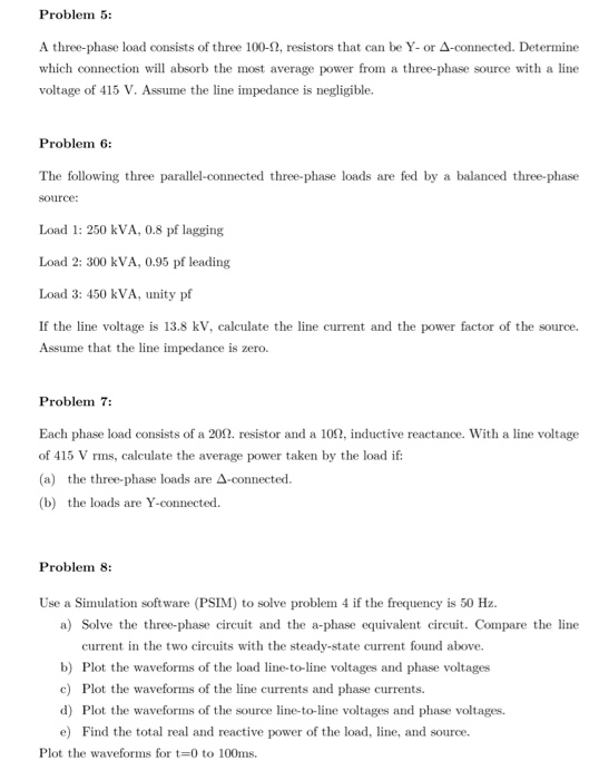 Solved Problem 5: A three-phase load consists of three | Chegg.com