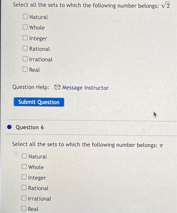 Solved Select all the sets to which the following number | Chegg.com