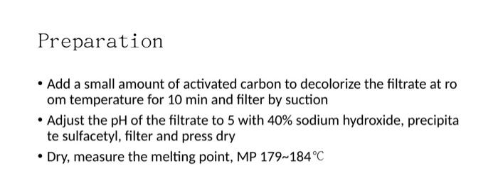 Solved Experiment 3 Synthesis Sulfacetamide Sodium Purpose • | Chegg.com