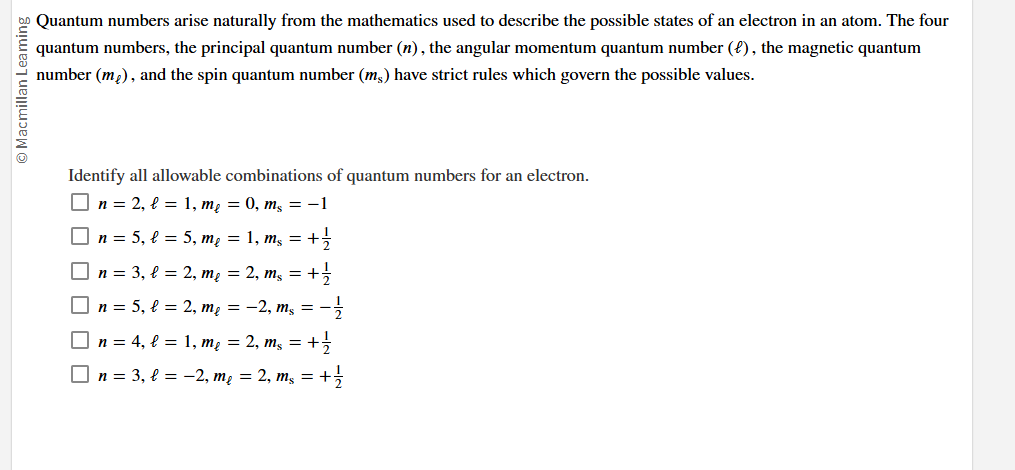 Solved Quantum numbers arise naturally from the mathematics | Chegg.com