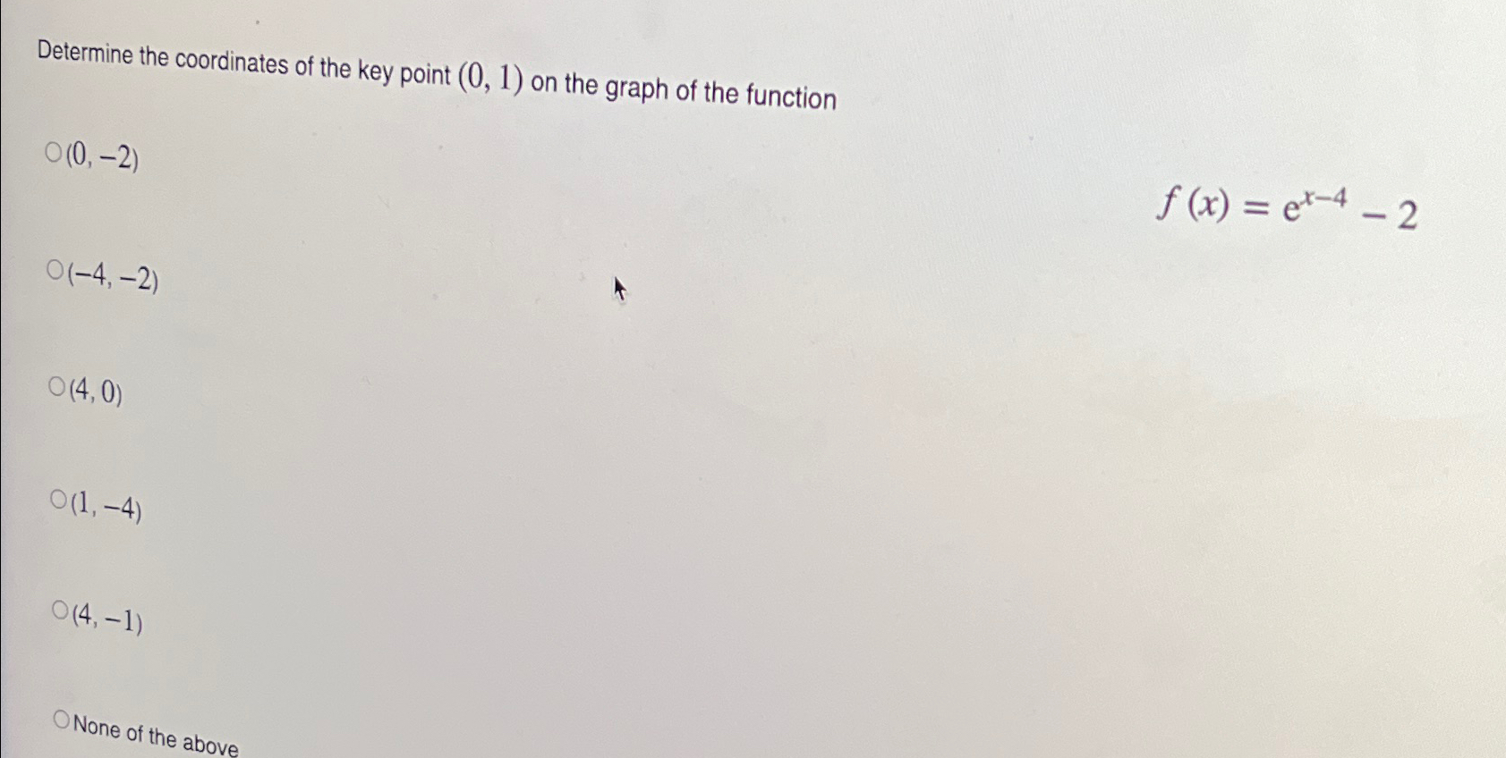 Determine the coordinates of the key point (0,1) ﻿on | Chegg.com