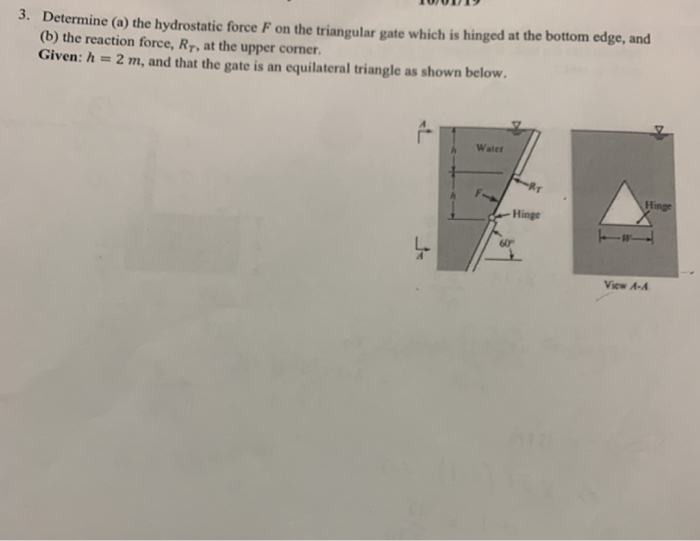 Solved 100113 3. Determine (a) the hydrostatic force F on | Chegg.com