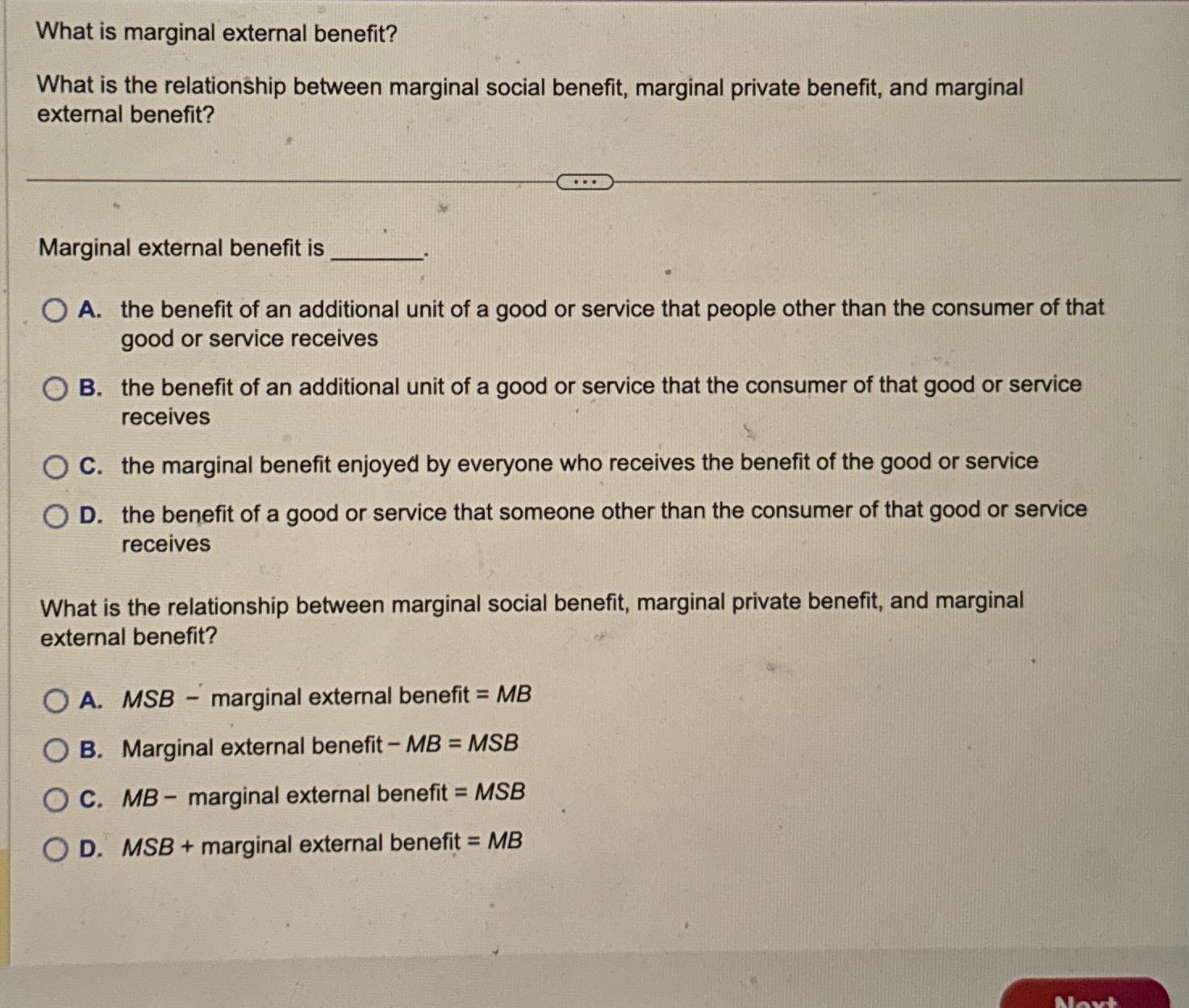 Solved What is marginal external benefit?What is the | Chegg.com