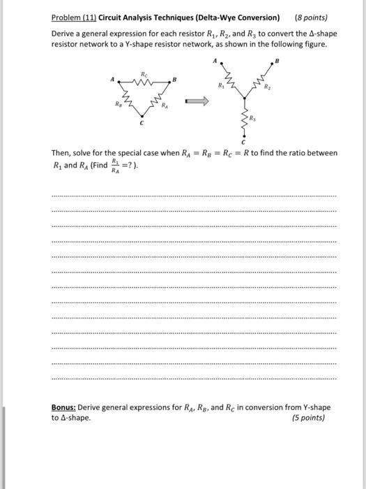 Solved Problem (11) Circuit Analysis Techniques (Delta-Wye | Chegg.com