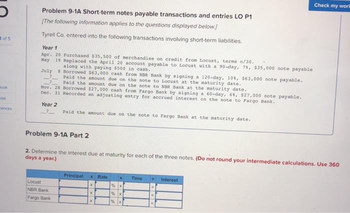 Solved Problem 9-1A Short-term notes payable transactions | Chegg.com