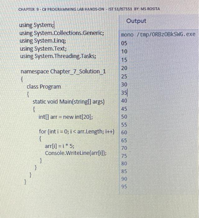 Solved CHAPTER 9 -CH PROGRAMMING LAB HANDS-ON - IST | Chegg.com