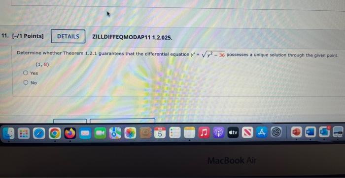 Solved Determine whether Theorem 1.2.1 guarantees that the | Chegg.com
