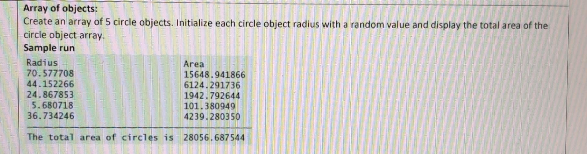 Solved Array Of Objects Create An Array Of 5 Circle 