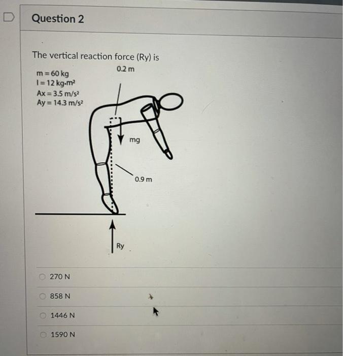 Solved Question 1 1 p The horizontal reaction force (Rx) is | Chegg.com