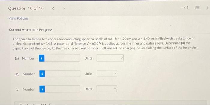 Solved Question 10 of 10 View Policies (a) Number Current | Chegg.com