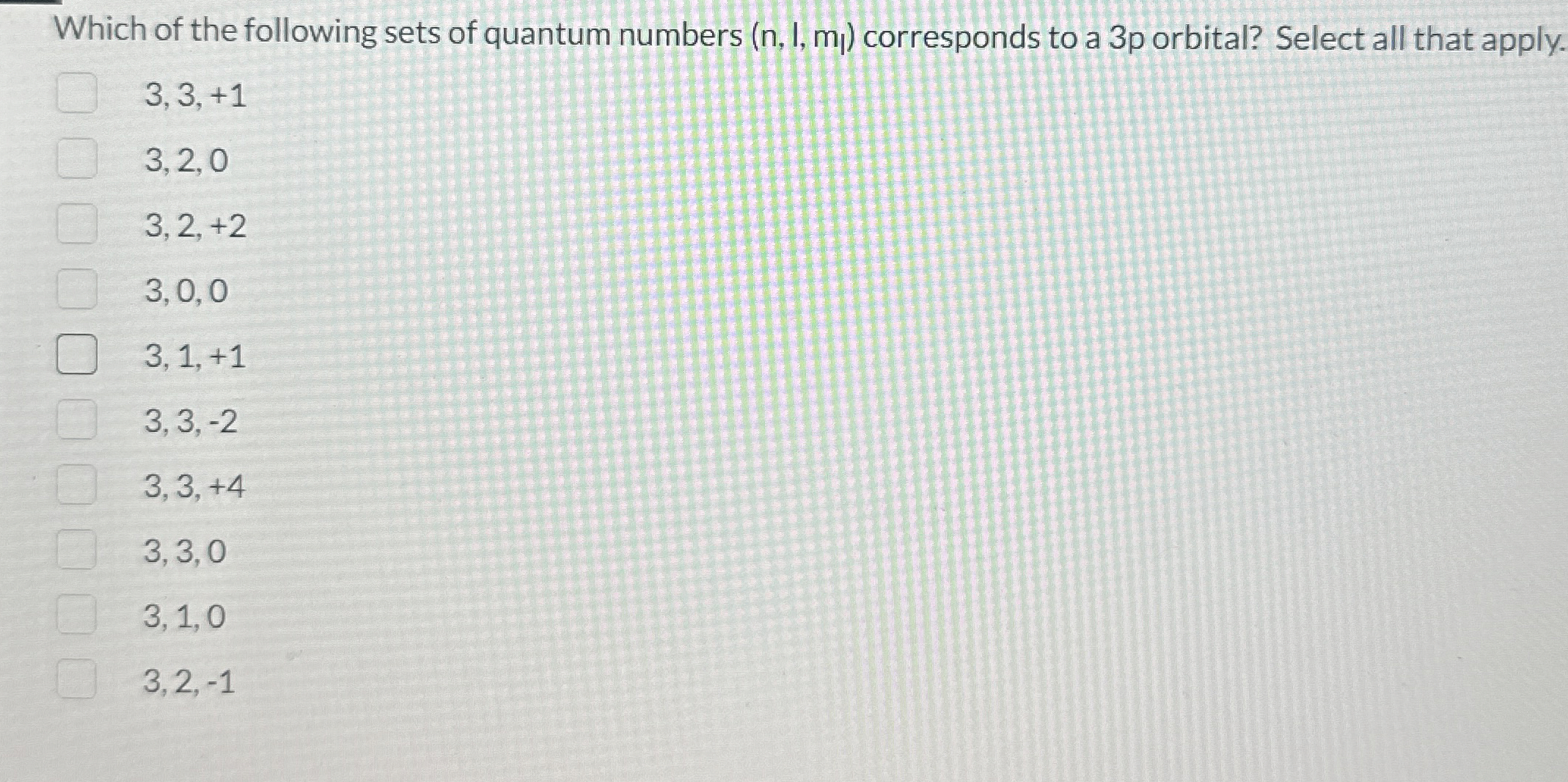 Solved Which of the following sets of quantum numbers | Chegg.com