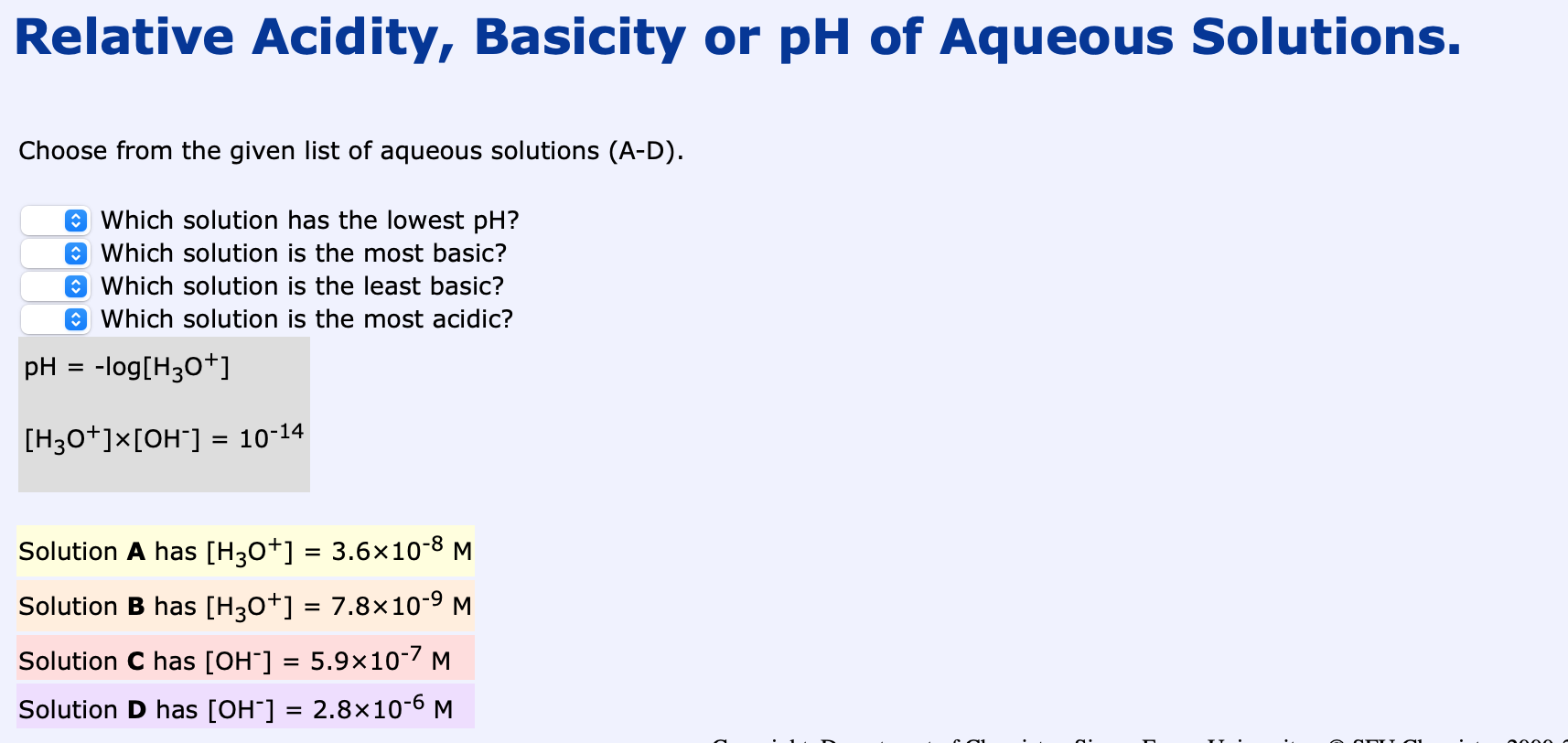 Solved Relative Acidity, Basicity or pH of Aqueous | Chegg.com