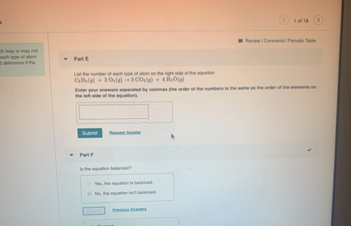 Solved 1 of 18 Review | Constants 1 Periodic Table List the | Chegg.com