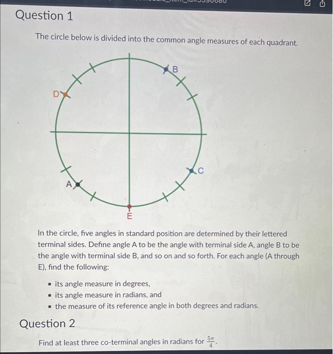 Solved The circle below is divided into the common angle | Chegg.com