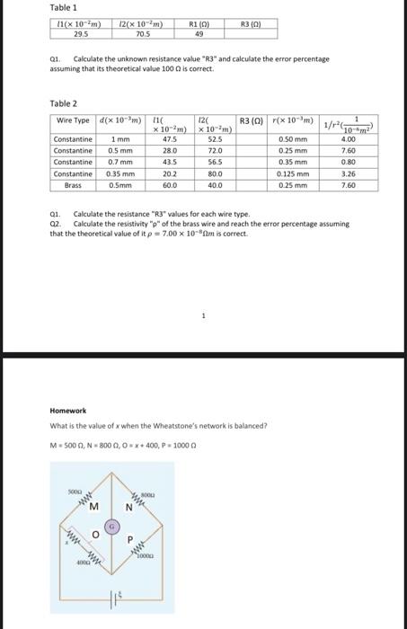 Solved Q1. Calculate the unknown resistance value "R3" and | Chegg.com