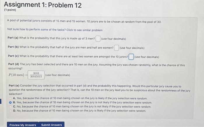 Solved Assignment 1: Problem 12 (1 point) A pool of | Chegg.com