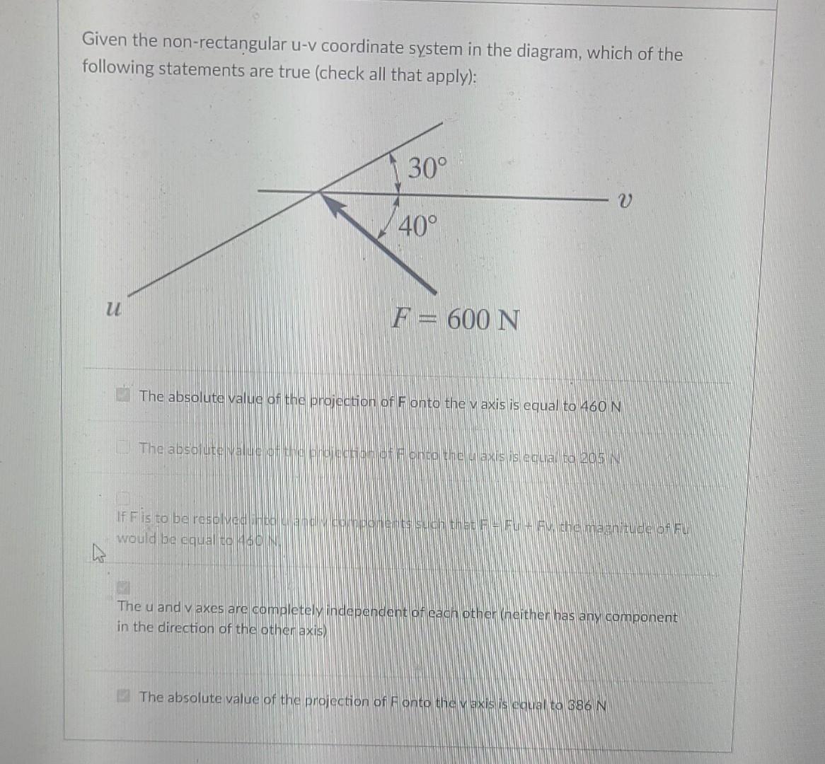Solved Given the non-rectangular u-v coordinate system in | Chegg.com