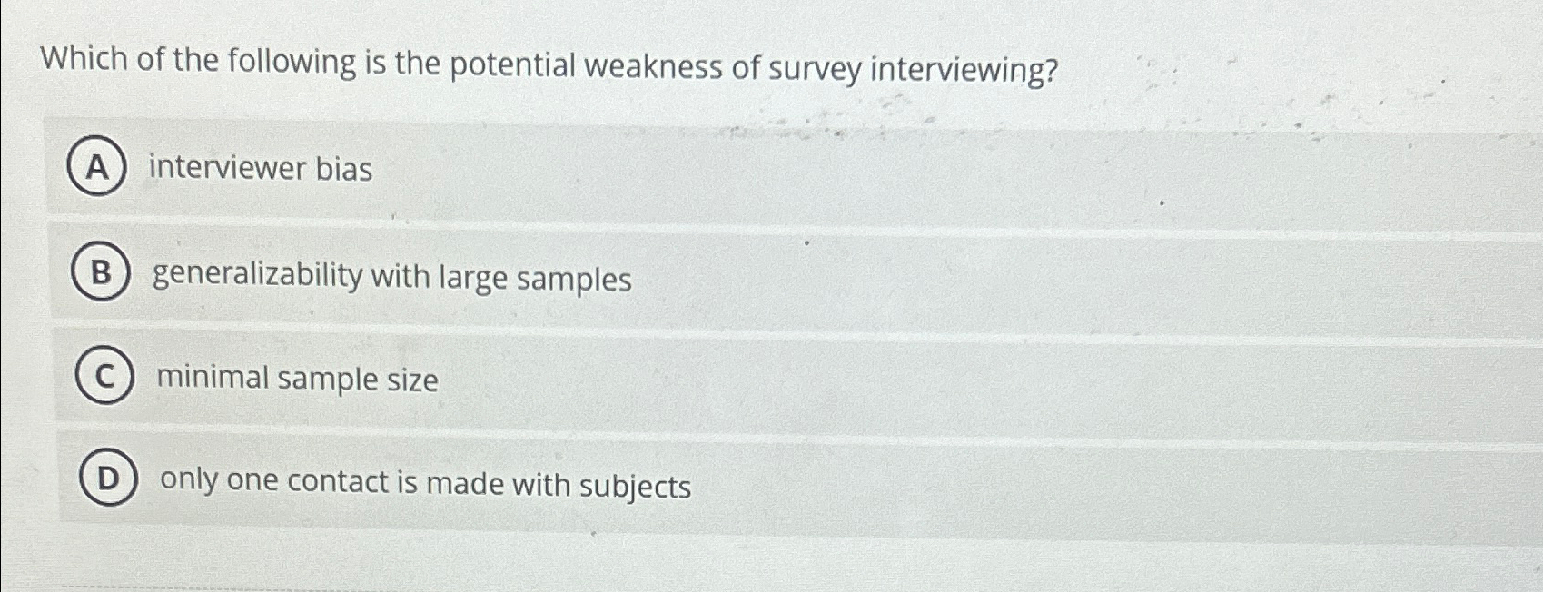 Solved Which of the following is the potential weakness of | Chegg.com
