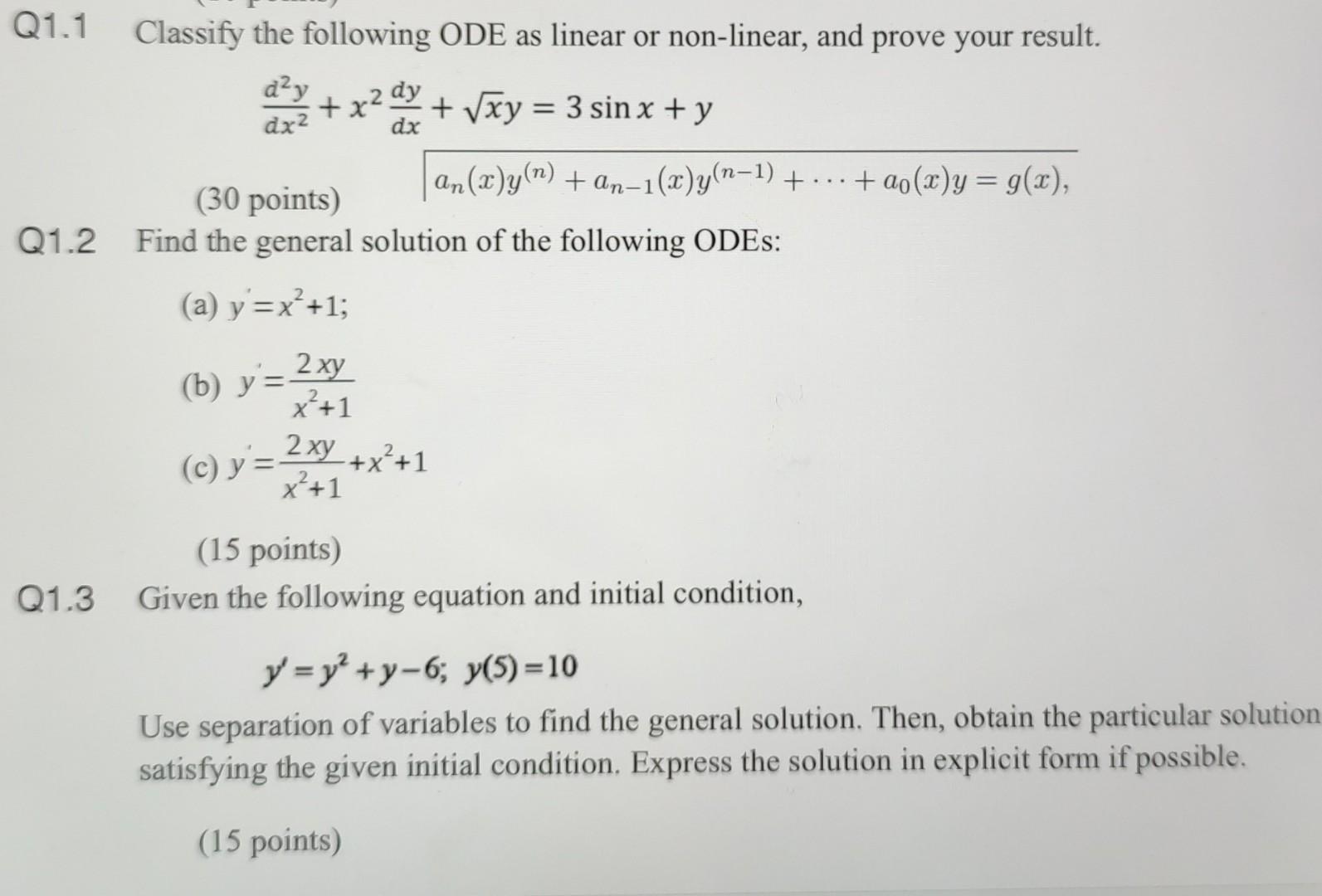 Solved This Is About First Order Linear Odes Separable