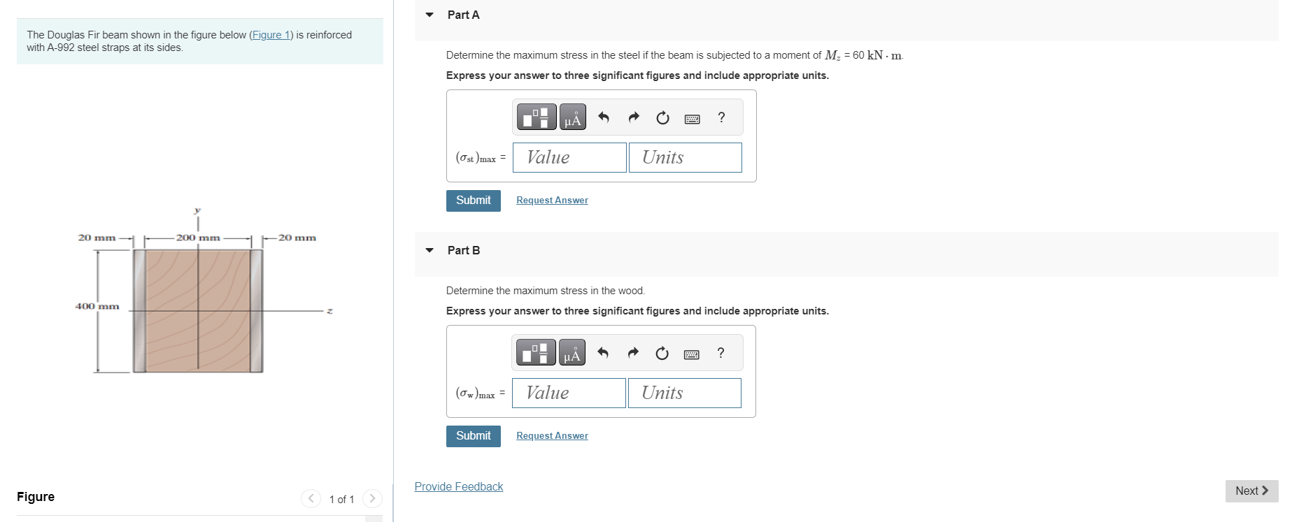 Solved The Douglas Fir beam shown in the figure below | Chegg.com