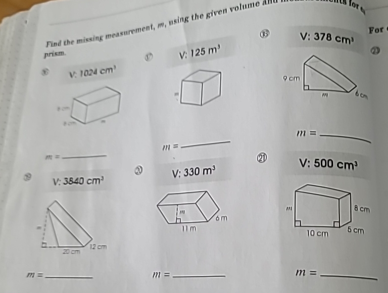 Solved Find the missing measurement, m, ﻿"sing the given | Chegg.com