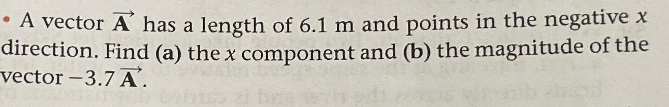 Solved A vector vec(A) ﻿has a length of 6.1m ﻿and points in | Chegg.com