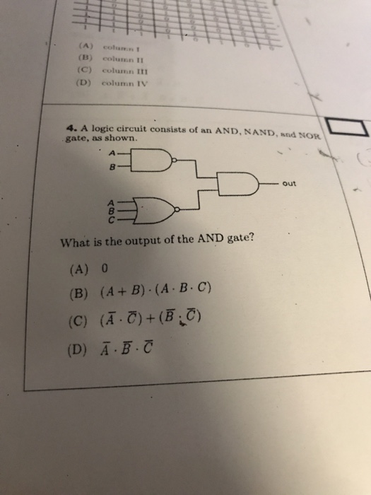 Solved (A) count column (C) column 111 (D) column IV 4. A | Chegg.com