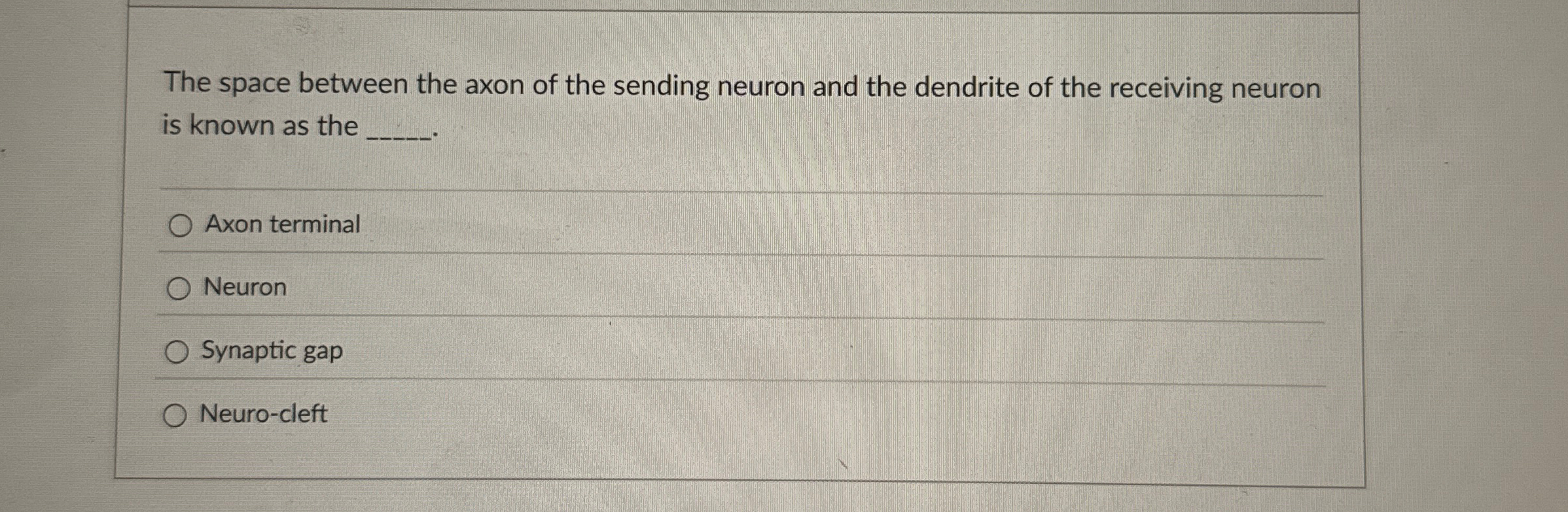 Solved The space between the axon of the sending neuron and | Chegg.com