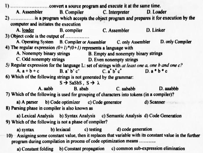 Solved 1) A. Assembler convert a source program and execute | Chegg.com