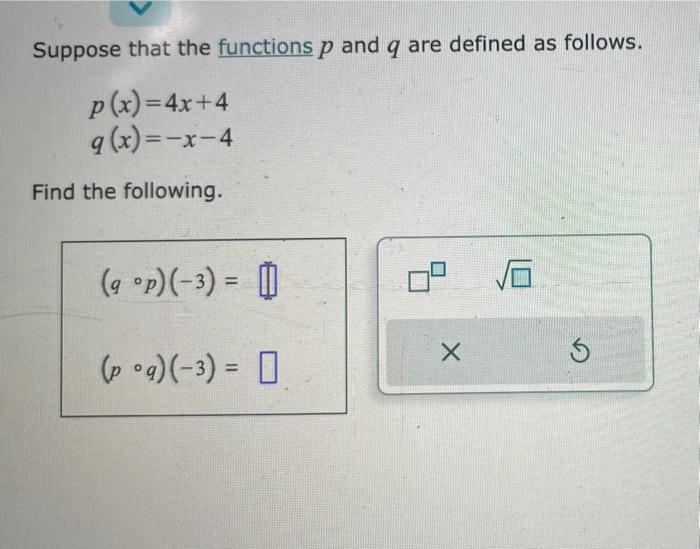 Solved Suppose that the functions p and q are defined as | Chegg.com