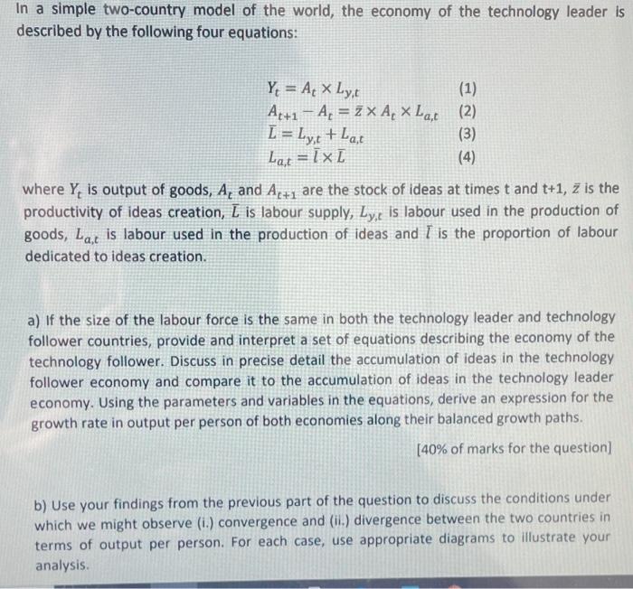 In a simple two-country model of the world, the | Chegg.com