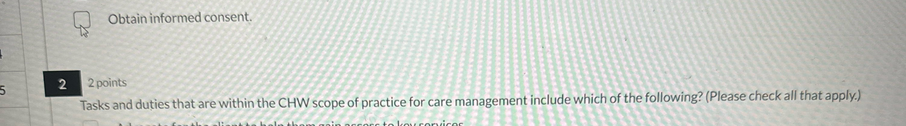 Solved Tasks and duties that are within the CHW scope of | Chegg.com