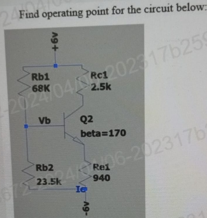 Solved Find operating point for the circuit below: | Chegg.com