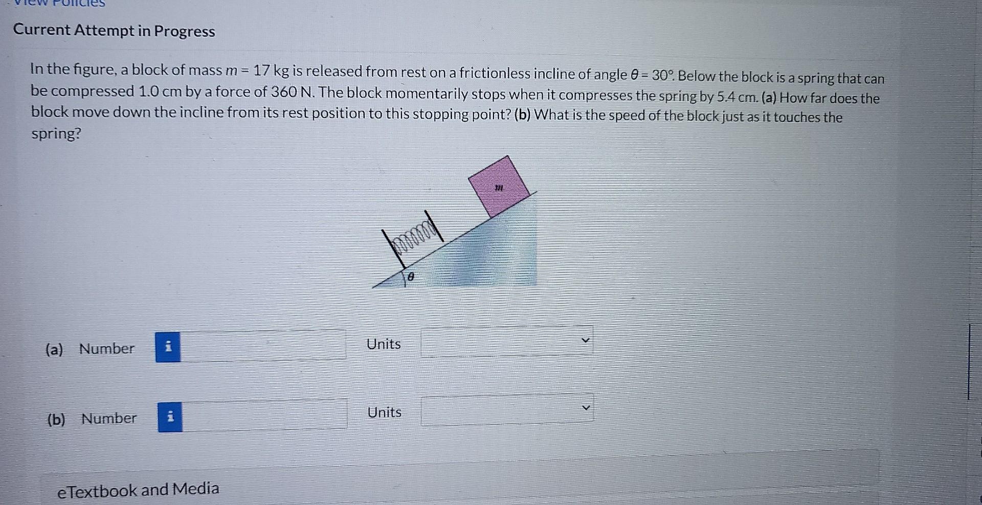 Solved In the figure, a block of mass m=17 kg is released | Chegg.com