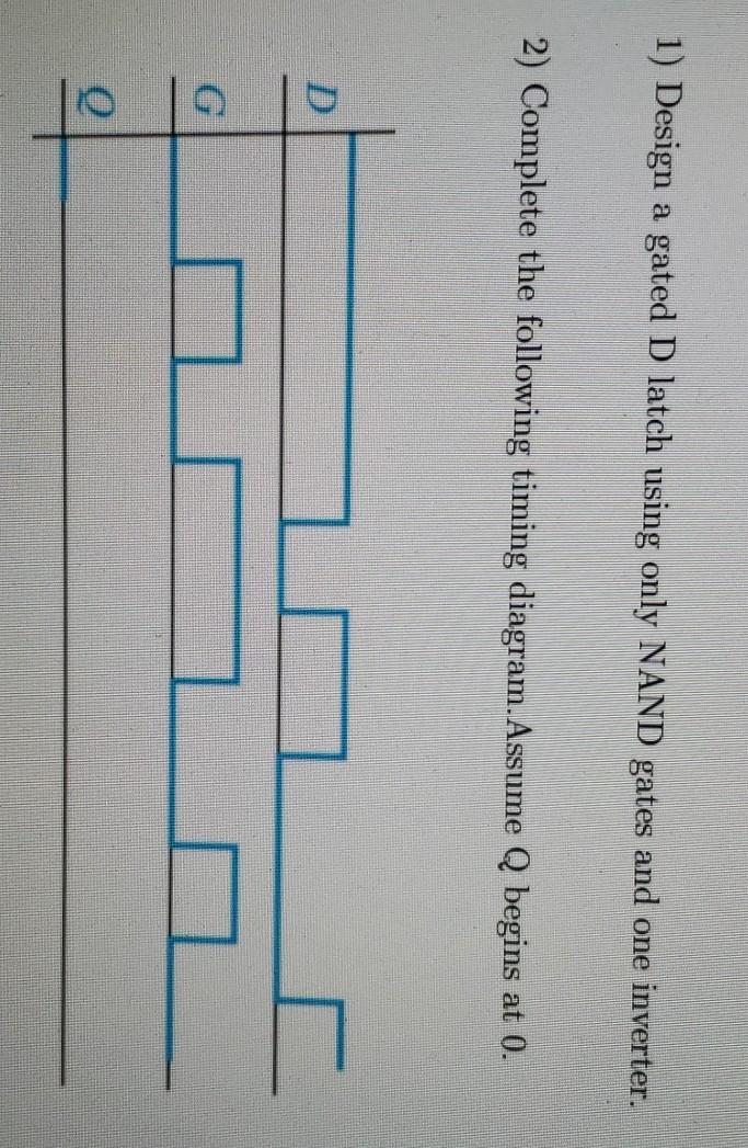 Solved 1) Design a gated D latch using only NAND gates and | Chegg.com