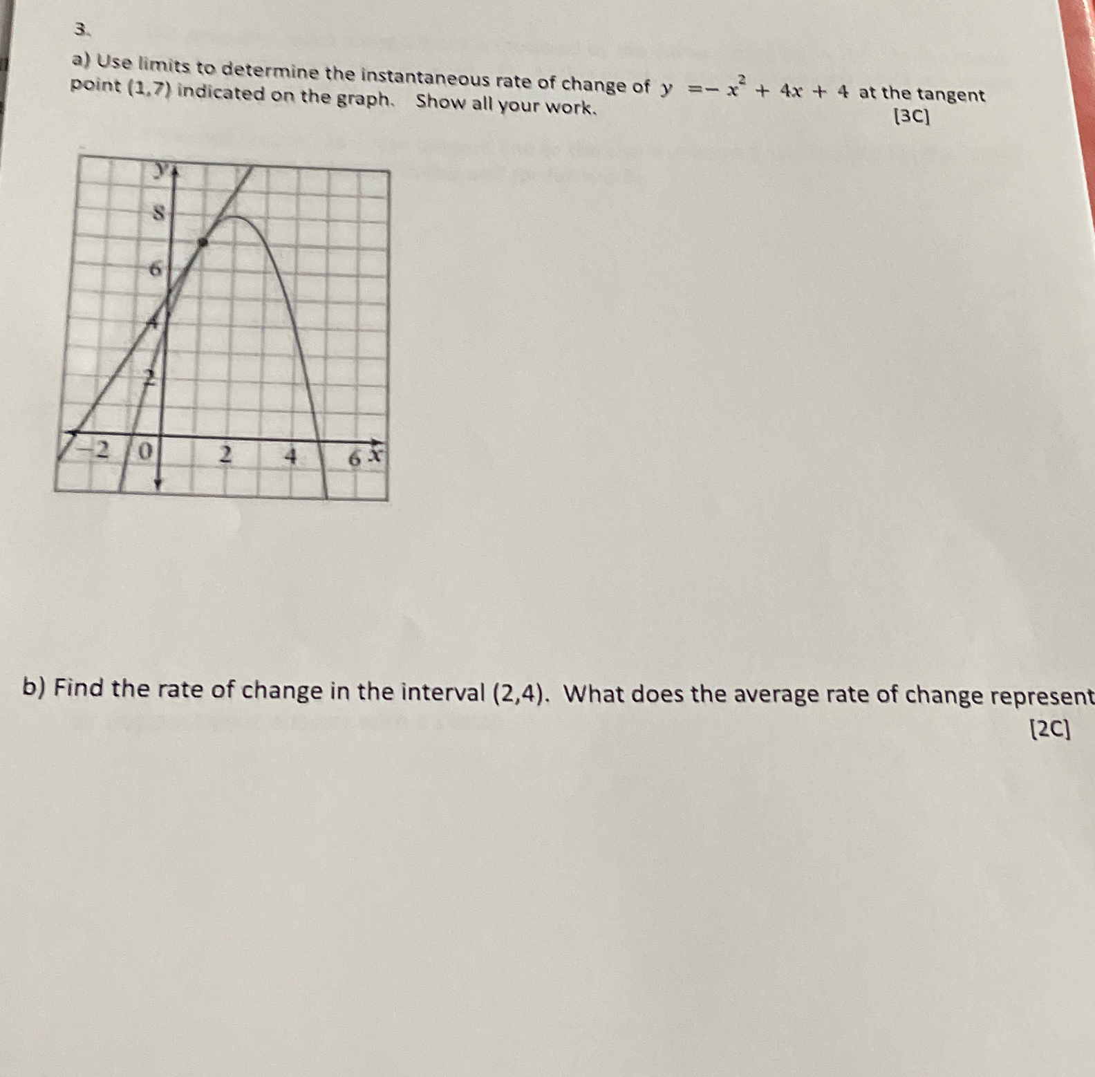 Solved a) ﻿Use limits to determine the instantaneous rate of | Chegg.com