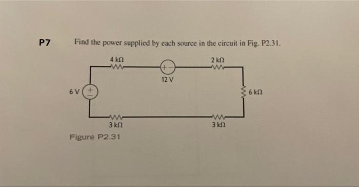 Solved Find the power supplied by each source in the circuit | Chegg.com