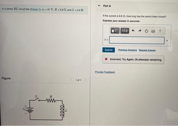 Solved In a series RL circuit like (Figure 1), ε0=31 | Chegg.com