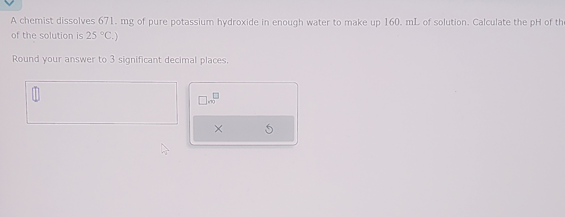 A chemist dissolves 671.mg ﻿of pure potassium | Chegg.com