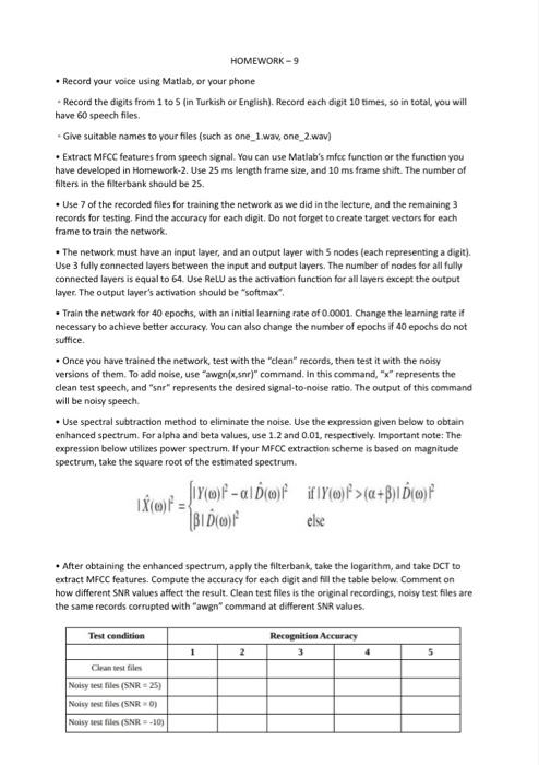 Solved HOMEWORK - 9 - Record your voice using Matlab, or | Chegg.com