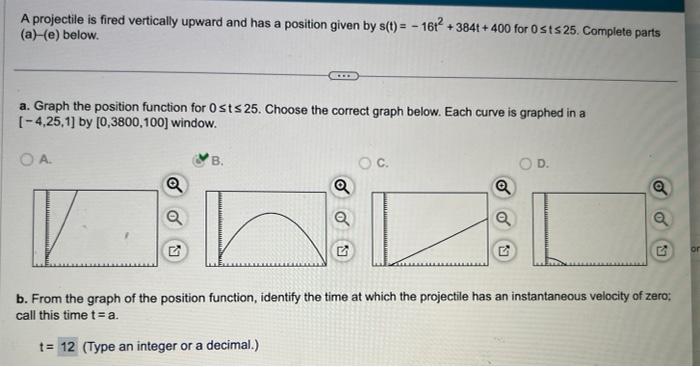 Solved A projectile is fired vertically upward and has a | Chegg.com