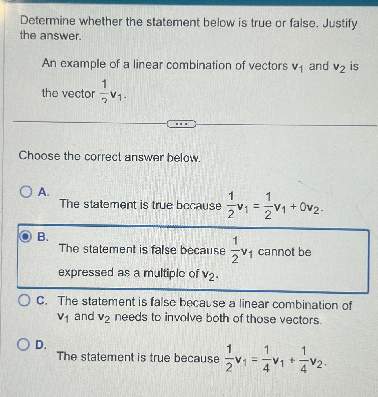 Solved Determine whether the statement below is true or | Chegg.com