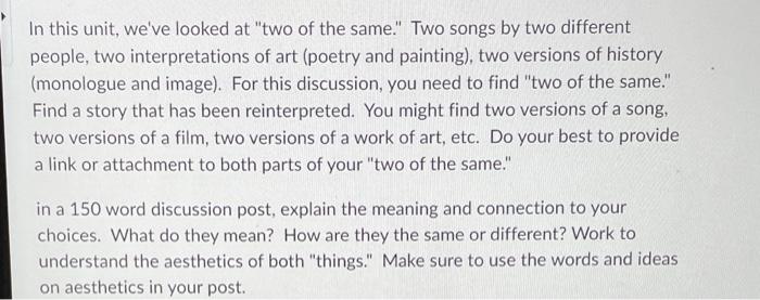 In this unit, we've looked at "two of the same." Two | Chegg.com