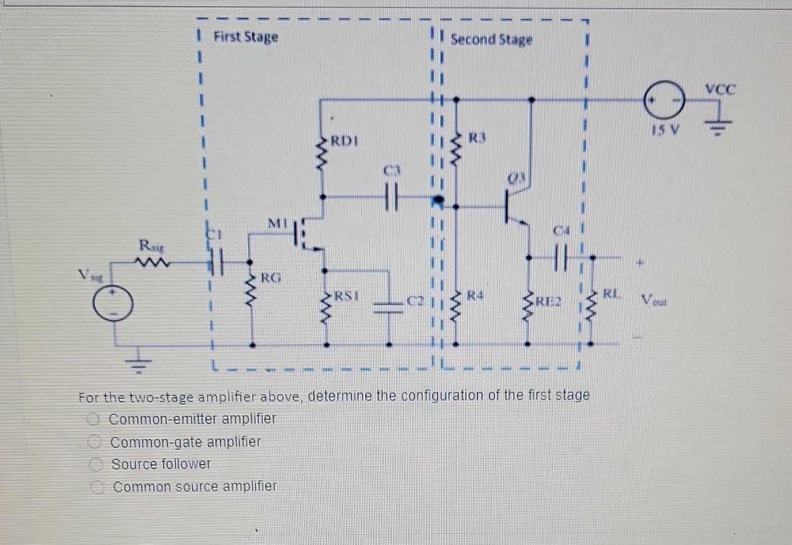 Solved For the two-stage amplifier above, determine the | Chegg.com