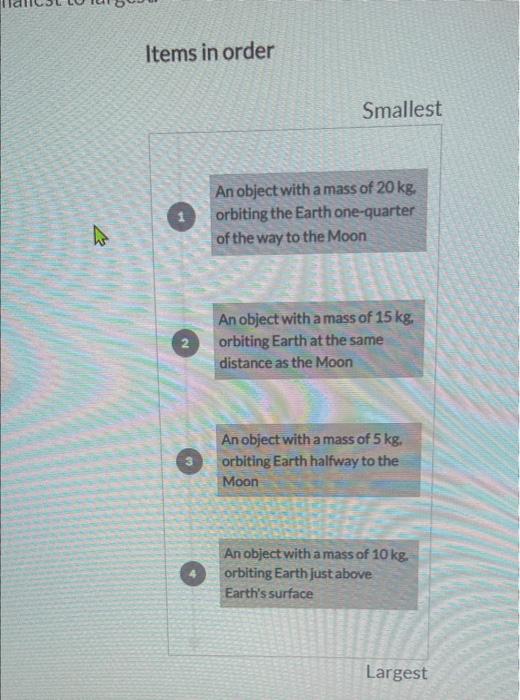 Solved 2nd attempt Rank the following objects in order of | Chegg.com